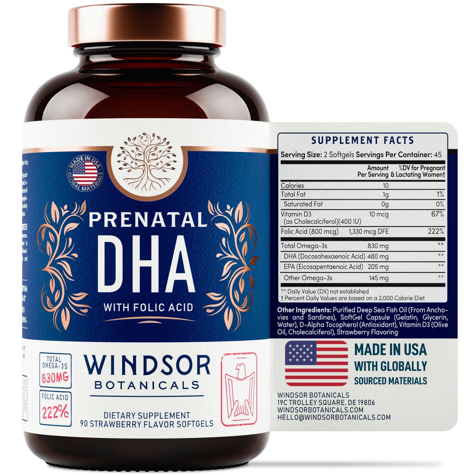 Prenatal DHA with Folic Acid - Fetal Development Support - 90 Softgels ...